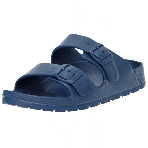 Alpine Swiss Mens Double Strap EVA Slide Sandals Sole Flat Casual Comfort Shoes Men s Size 8 Black